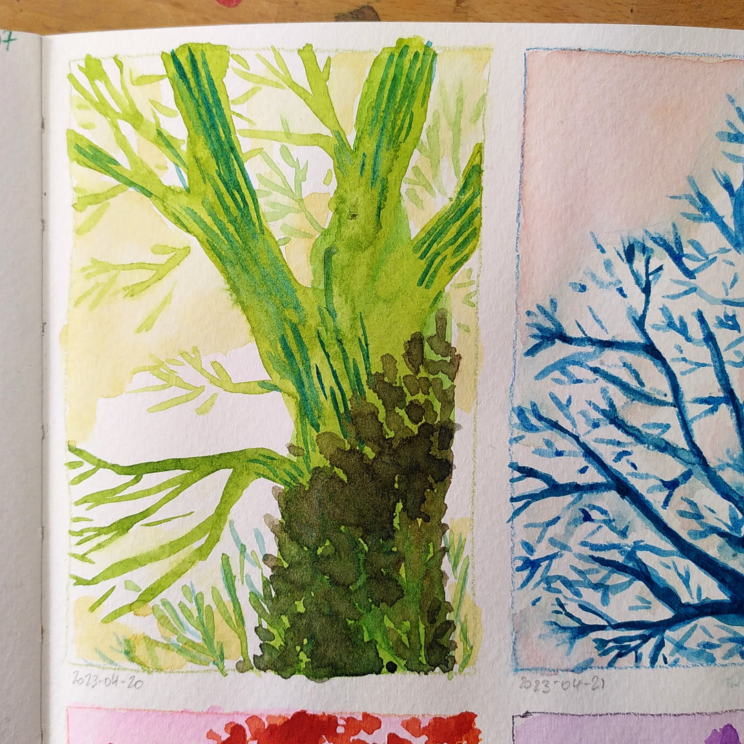 Sketchbook page: Colourful trees – Reine Kurth
